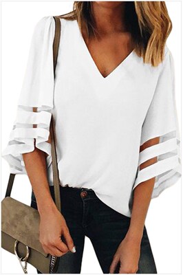 Womens Lace Patchwork Blouse Casual Loose Shirt Tops