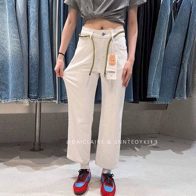 代嘉儿高腰四面弹直筒九分法棍裤