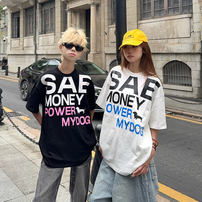 美式复古字母印花短袖t恤