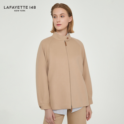 【26早春新款】LAFAYETTE148/拉飞逸驼绒拉链前襟立领飞行员夹克