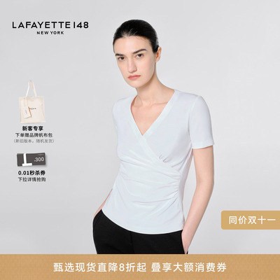 Lafayette148瑞士棉收腰T恤