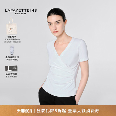 Lafayette148瑞士棉收腰T恤