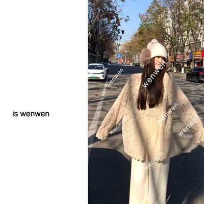 WEN晨曦恋人法式V领蕾丝上衣