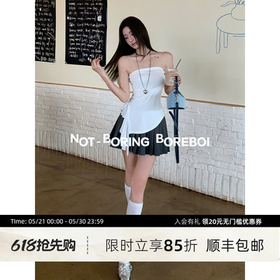 露肩裹胸式柔软上衣收腰