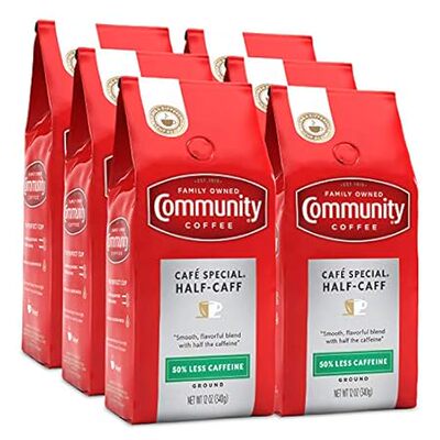 Community Coffee Half-Caff 72 Ounce， Ground Coffee， Mediu