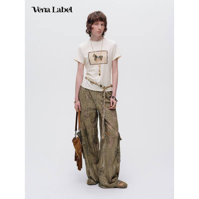 现货 Vena Label 26SS新款 重工烫钻印花小马T恤修身百搭短袖上衣