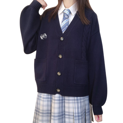 刺篇原创v领基础纯色开衫jk制服