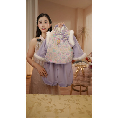 现货紫鸢（不带挂饰）SC554女童冬季加绒加厚外套裤子国风拜年服