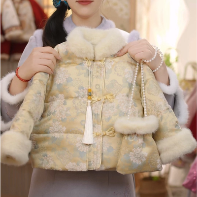 现货【梨花】带包包拉链SC865女童冬季国风夹棉加厚新中式拜年服