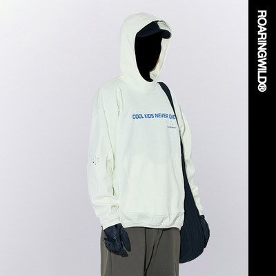 咆哮野兽标语廓形连帽卫衣