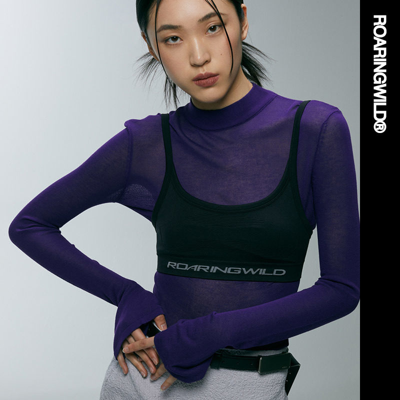 Roaringwild/咆哮野兽 主线黑色无缝编织运动bra