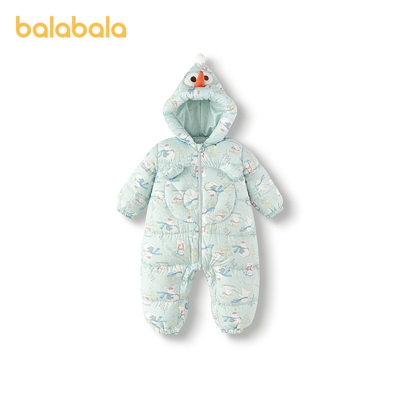 巴拉巴拉balaOne婴儿连体衣宝宝衣服2025新款冬装羽绒服连帽鹅绒