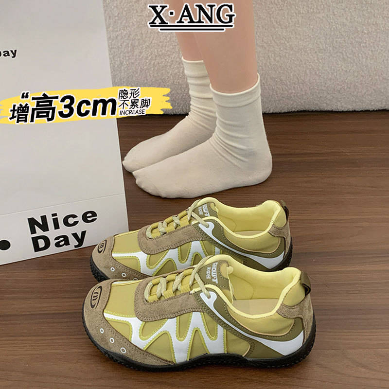 真皮复古拼色德训鞋子女鞋2026新款系带赛车鞋户外休闲运动阿甘鞋