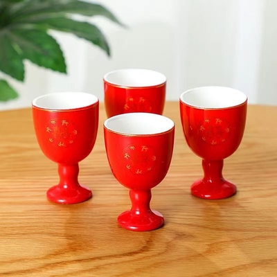 酒壶套装敬酒杯结婚中式陶瓷小酒杯婚礼红色小号高档创意个性家用