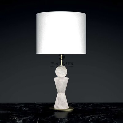 复刻云石拼接  Epsilon雪花石灯台灯布罩床头灯 软装别墅定制几何