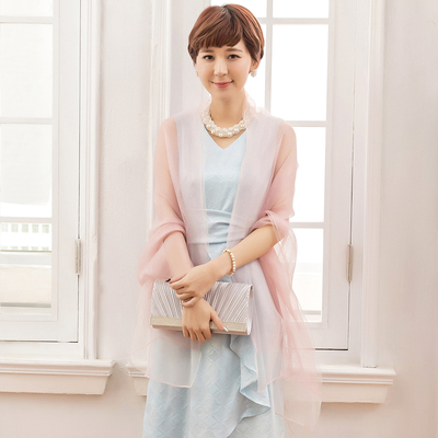 粉色围巾旗袍外搭晚礼服女小披肩