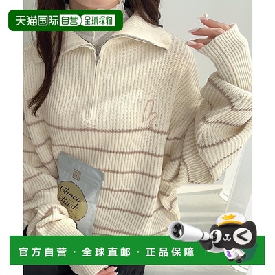 1h可退 日本直邮mily billet 女士时尚刺绣半拉链宽松针织衫 mi10