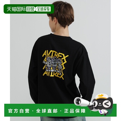 1h可退 日本直邮AVIREX 女装 宽松版型 全棉T恤 背部Tomcat印花设