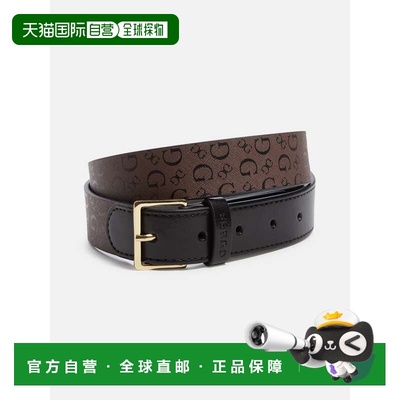 自营guessMimi Contrast Logo Belt - brown logo 美国奥莱直发