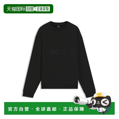 自营bossLogo-artwork T-shirt in cotton terry - black 美国奥