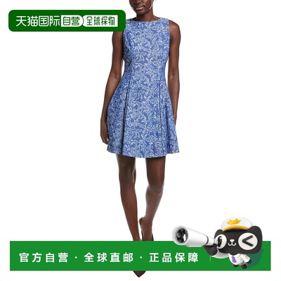 自营Derek Lam 10 Crosby Cayman提花连衣裙-蓝色 美国奥莱直发