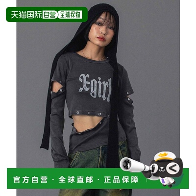 1h可退 日本直邮X-girl 女装 多穿法长袖T恤 可拆卸袖设计  10525