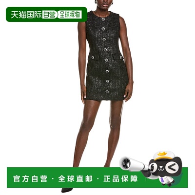 自营Endless Rose Tweed Jewel Buttoned Mini Dress - black 美