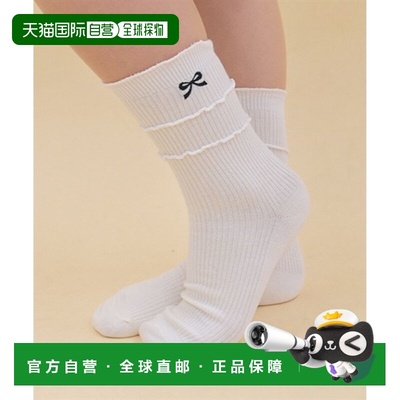 1h可退 日本直邮axes femme POETIQUE 女士蝴蝶结刺绣袜子 TE639X