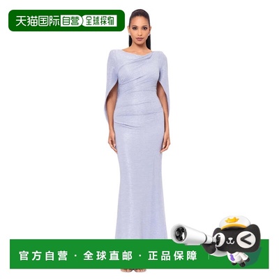 自营Betsy & Adam Elaine Dress Women's Blue Silver Metallic C