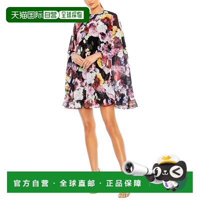 自营Mac Duggal Charmeuse Long Sleeve V Neck Midi Dress - mul