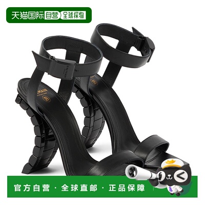 1h可退 香港直邮Balmain 巴尔曼 女士 Ultima 皮质凉鞋 black黑色