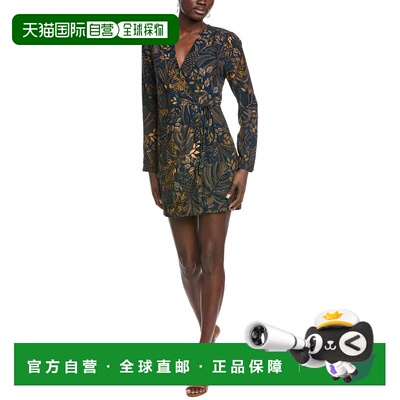自营FARM Rio Dotted Forest Teal Mini Wrap Dress - blue 美国
