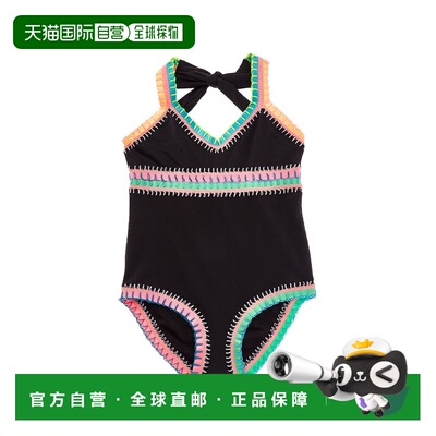 自营PQ Swim Rainbow Embroidered One-Piece - black 美国奥莱直