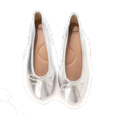 【日本直邮】Menue女士浅口鞋银色低帮平底透气休闲轻便百搭单鞋