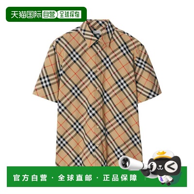 香港直邮BURBERRY 男士衬衫 8087637 AW2024 黑色 BURBERRY CHECK