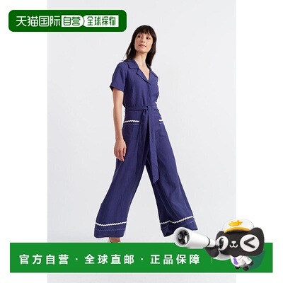 自营 chinti & parker蓝色天丝亚麻拉梅尔连体衣-蓝色 美国奥莱直