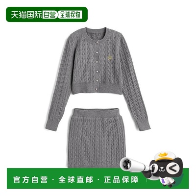 日本直邮日潮 GRL 珍珠纽扣 绞花针织开衫×迷你裙套装fu284上衣