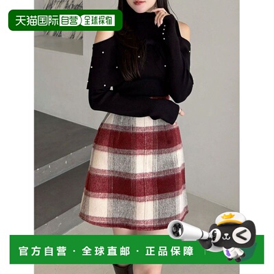 日本直邮MERCURYDUO 女装 高腰半身裙 大格纹迷你裙 双口袋设计 0