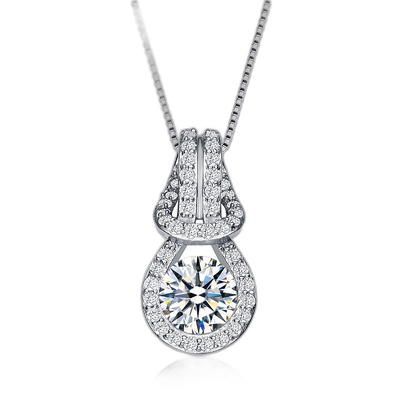 自营 geneviveGv 纯银方晶锆石吊坠项链 - 银 美国奥莱直发