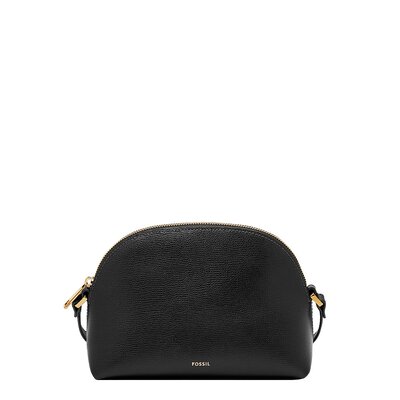 【美国奥莱】直发 Fossil 女士 Bri 皮革圆顶斜挎包 - 黑色