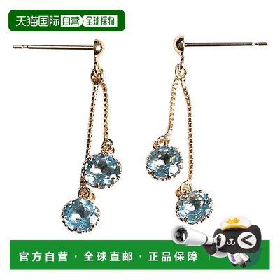 日本直邮(pe247100) 耳环 18k 黄金 蓝色托帕石 4 毫米 吊坠耳环