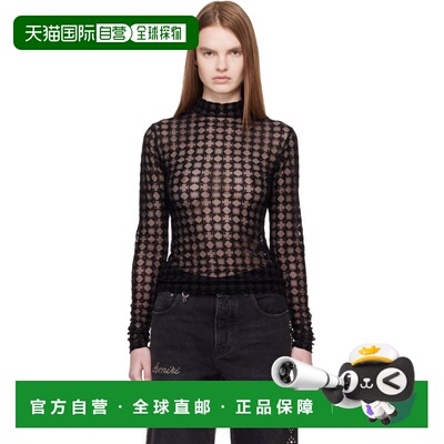 香港直邮AMIRI 女士 黑色 MA Quad Flocked T 恤 AWTOWO1004
