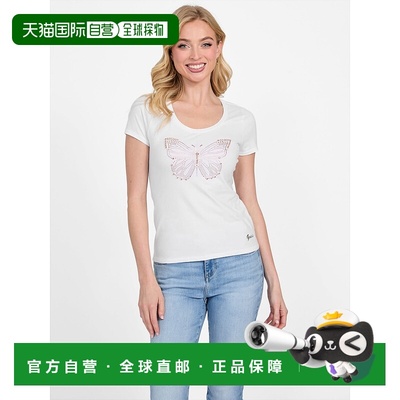 自营 guessEco Chrysalis 蝴蝶 T 恤 - 纯白色 美国奥莱直发短袖