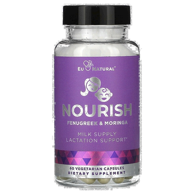 香港直邮Eu Natural,Nourish，胡芦巴和辣木，60 粒素食胶囊