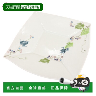 日本直邮九谷烧扭曲方形餐盘野葡萄/彩色九谷Yuwa餐具盘子餐盘流/