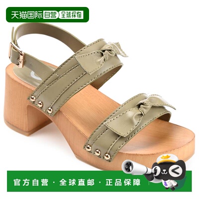 自营Journee Collection女式Tia双蝴蝶结特色Clog凉鞋-绿色 美国