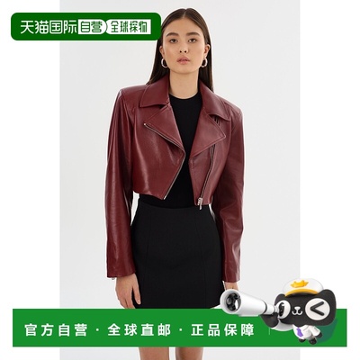 自营lamarqueDaylin | Cropped Leather Jacket - burgundy 美国