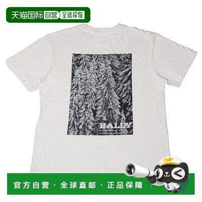 自营 Bally 6239964 Men's White  Cotton Print T-Shirt - white