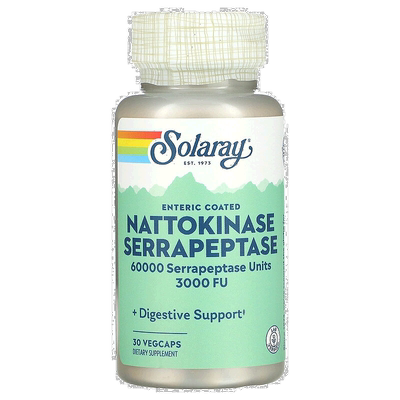 香港直发Solaray纳豆激酶舍雷肽酶胶囊膳食补充消化酶30粒补充剂