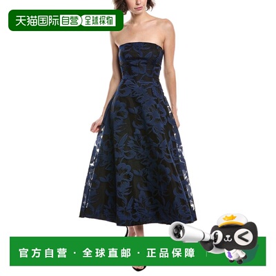 自营 Theia Laurie Jacquard Midi连衣裙-蓝色 美国奥莱直发服饰